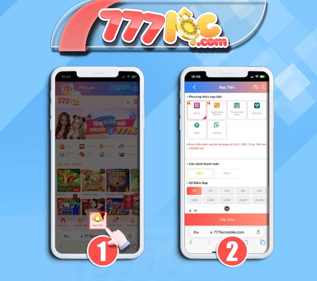 LÀM THẾ NÀO THAO TÁC NẠP TIỀN？ -777loc